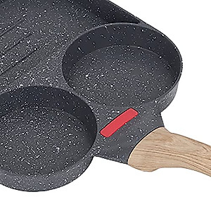 Nonstick Ceramic Frying Pan, Egg Frying Pan Heat Sensitive Silicone Aluminium Pancake Frying Pan with Comfortable Handle for Gas Stove and Induction Cookware (3 Holes)