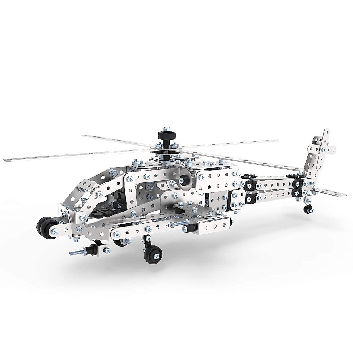 Steel World Assembled Helicopter Toy Model Metal Building Block Set Construction Toys for Children and Adults