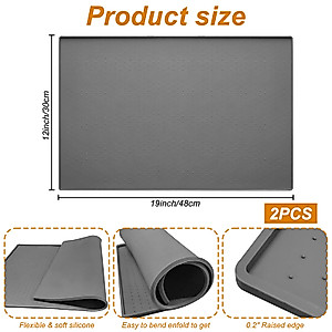 2 Pcs Silicone Ice Makers Countertop Mat Waterproof with Raised Edge Prevents Liquid Spillage, Ice Machine Countertop Mat with Non-Slip Raised Dots, Portable Mini Counter Top Ice Maker Mat,19“x12”