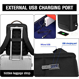 Botimmy Business Backpack for Men Multi-Functional 15.6 Inch Laptop Backpack with USB Charging Water Resistant Travel Durable Men Backpack Airline Approved Black