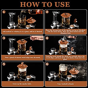 Smokin' Ram Cocktail Smoker Kit with torch - 4 Kinds of Wood Chips, Old Fashioned Whiskey Smoker Kit, 4 Stone Ice Cubes, Bourbon Gifts for Dad, Husband, Men, ebook Included (No Butane)