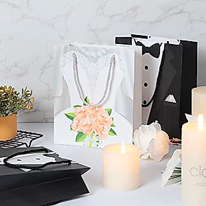 24 Pcs Wedding Party Gift Bags Bridesmaid Gift Bags Tuxedo Groomsmen Gift Bag Set Gift Wrap Bags for Wedding Groomsman Bridesmaid, Bachelor Bridal Shower Party Favors, 3.1 x 7.5 x 9 Inch