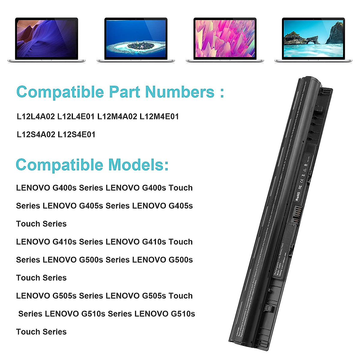 L12L4E01 G400S Laptop Battery for Lenovo G50 G50-30 G50-45 G50-70 G50-80 G405s G410s S410P S510P G500s G505s G510s Z710 L12S4E01 L12S4A02 L12M4A02 4ICR17/65 Z710p Z70-70 Z70-80 Z50 Z710 Z50-75