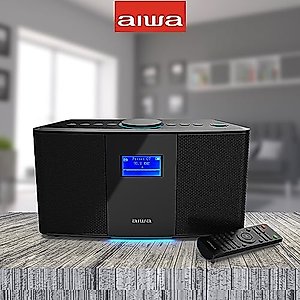 AIWA Exos 5 Wireless Speaker - Unleash Powerful Sound and Versatile Connectivity - Experience Bluetooth Freedom, FM Radio, Clock, 20W RMS, LCD Display, and Alarm Clock Functionality