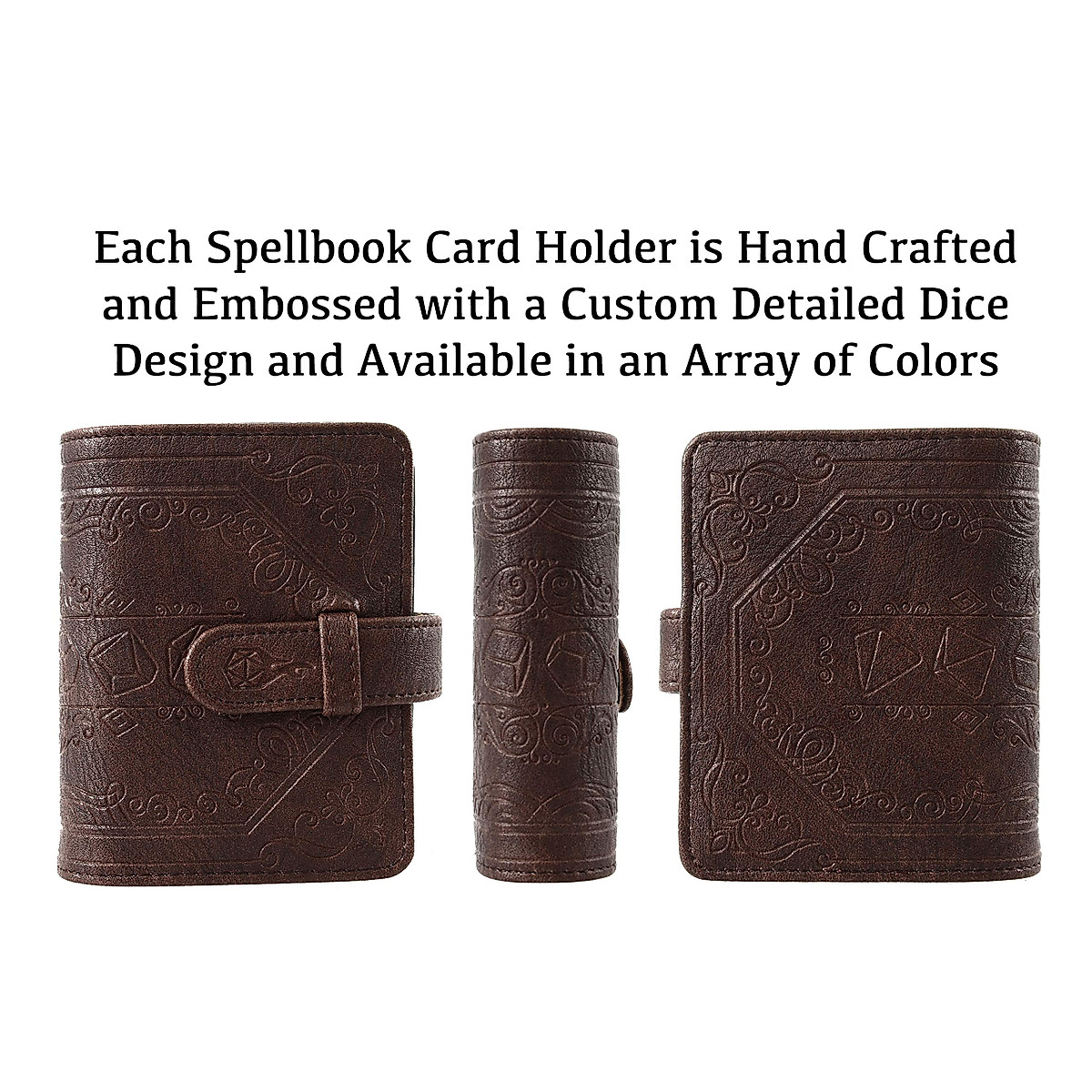 Forged Dice Co Spellbook of Incantations (Dice Edition) Spellbook Card Holder & Deck of Dry Erase Cards with Velvet Storage Bag - Storage for D&D Spell Book Monster Magic Item Cards