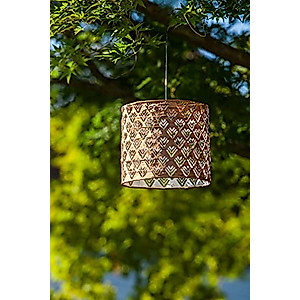 Allsop Home and Garden Soji Stella Drum LED Outdoor Solar Lantern, Handmade with Weather-Resistant Fabric for Patio or Garden, Color (Copper)