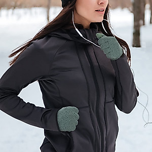 Unaone Winter Gloves for Men, Touch Screen Texting Warm Gloves Cold Weather Gloves with Soft Knit Lining and Elastic Cuff, Green