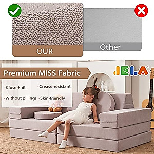 jela Kids Couch 10PCS Luxury, Floor Couch Floor Sofa Modular Furniture for Adults, Playhouse Play Set for Toddlers Babies, Modular Foam Play Couch, Modular Sectional Sofa (Classic, Taupe)