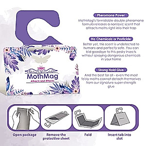 MothMag Moth Traps for Clothes, Closets, Fabrics, and Carpets, Clothes Moth Traps, Closet Moth Traps,Clothing Moth Pheromone Traps, Mothballs Alternative, How to Get Rid of Moths in House