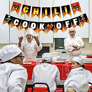 QOUBAI Chili Cook Off Decorations Banner Red Hot Chili Party Decoration Pepper Chili Cook Off Banner Chili Contest Pennant Chili Cook Off Prizes for Chili Party Supplies Chili Cooking Competition