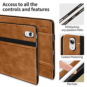 HOLIMET Case for iPad 10th Generation 10.9 Inch 2022 New with Pencil Holder Protective Cases Shockproof Cover for 2022 iPad 10th Gen PU Leather (Fits Model #’s A2696 A2757 A2777), Brown