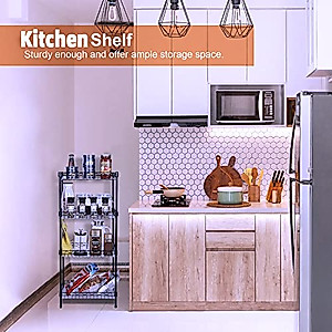 Guangfoshun Storage Shelves, 4-Tier Wire Shelving Unit with Baskets Storage Rack Corner Shelf Shelving Adjustable Storage Shelf, 11.8" D x 15.7" W x 47" H, Black