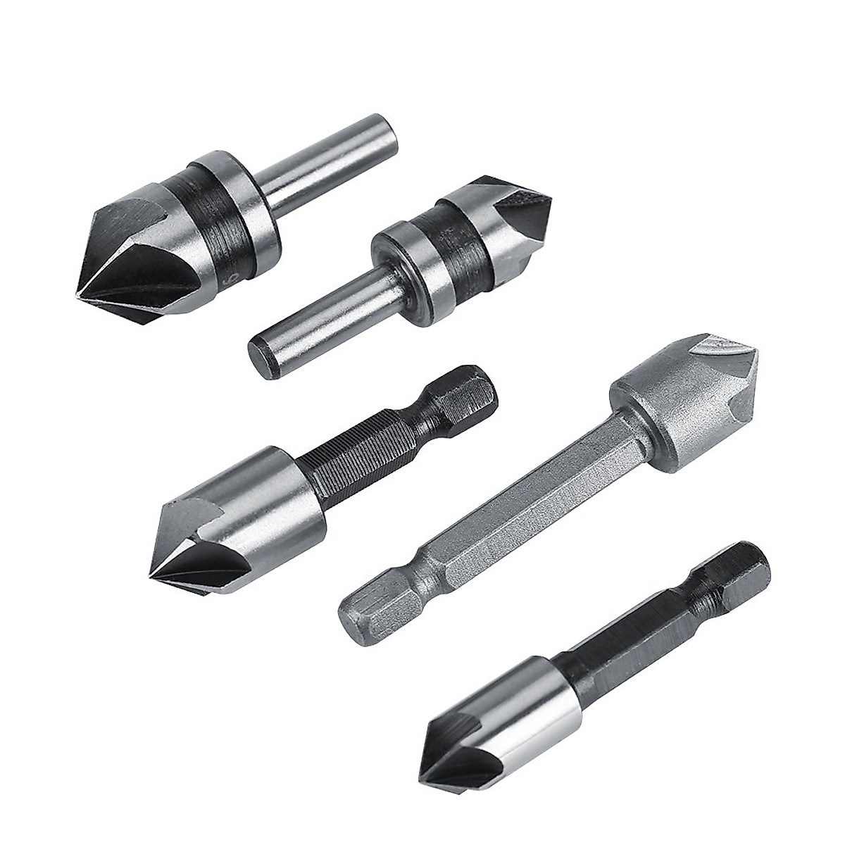 【𝐄𝐚𝐬𝐭𝐞𝐫 𝐏𝐫𝐨𝐦𝐨𝐭𝐢𝐨𝐧】 Countersink Drill Bit Set, 5 Pcs/Set High Speed Steel Industrial Countersink Drill 5 Flutes Woodworking Chamfering Cutter