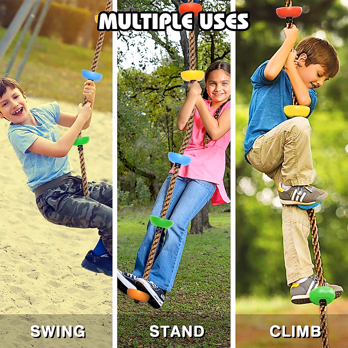 12 Ninja Tree Climbing Holds and 6.56FT Climbing Rope for Kids, Tree Climber Climbing Kit for Outdoor Ninja Warrior Obstacle Course Training