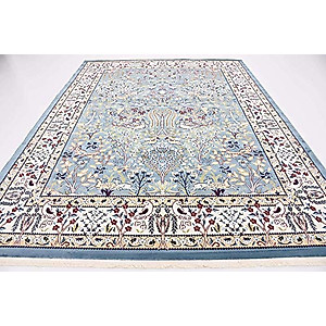 Unique Loom Narenj Collection Classic Traditional Textured Hunting Design Area Rug, 8 ft x 10 ft, Blue/Tan