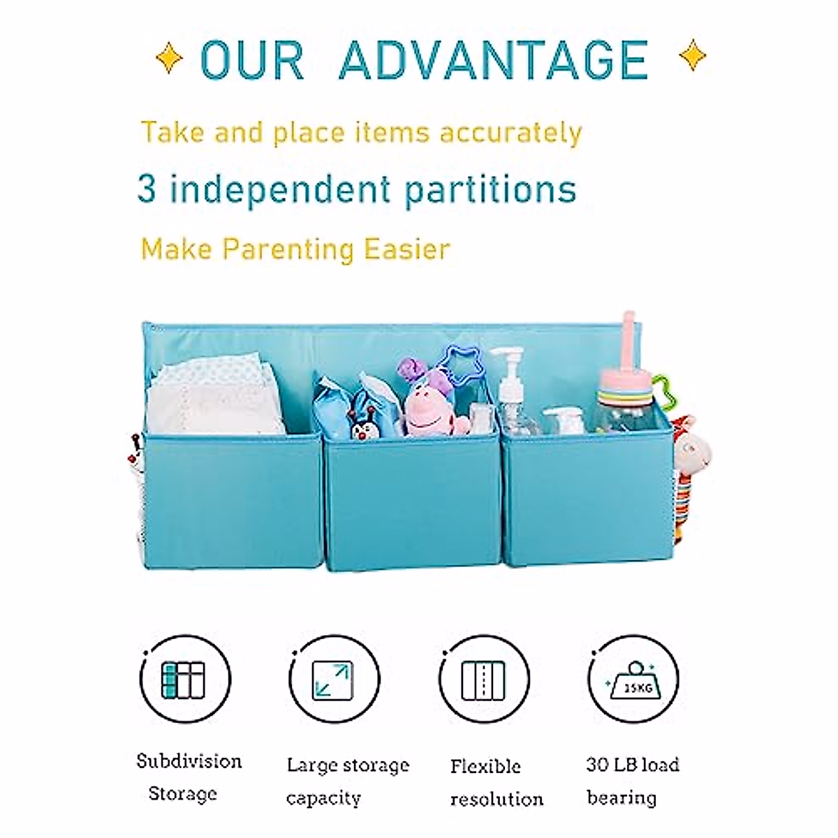 Ruyahort Durable Baby Organizer Sturdy and – Hanging Diaper Caddy Organizer –Diaper Stacker for Changing Table, Crib, Playard or Wall-GREEN…