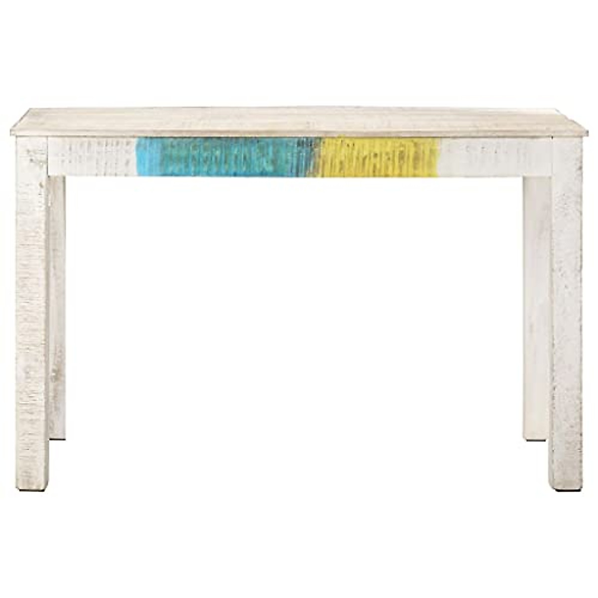 GOLINPEILO Wooden Dining Table, Solid Wood Kitchen & Dining Room Table for Farmhouse Kitchen Room Decor, White 47.2"x23.6"x29.9" Solid Mango Wood-B