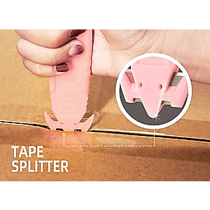 70-Pack Safety Box Cutter, T TOVIA SK2 Stainless Steel Concealed Blade Package Opener with Tape Splitter for Cartons, Cardboard, Wrap, Straps, Film (30 Pink, 20 Green, 20 Yellow)