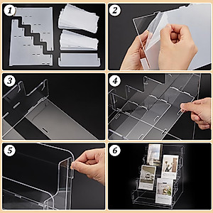 FINGERINSPIRE 4-Tier Acrylic Postcard Display Stand 10.7x10.6x12.2inch Clear Acrylic Greeting Card Display Holder Sticker Postcard Photo Stamp Cards Vendors Retail Display Rack Mail Organizer