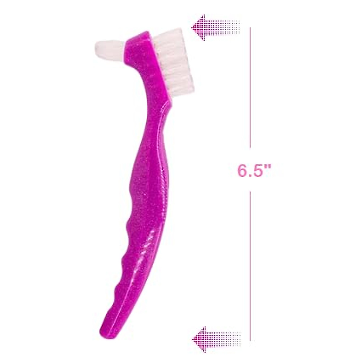American Goods 2/Pcs Glitter Purple Denture Care Brushes Hard Duble Sided Cleaning Denture Toothbrushes