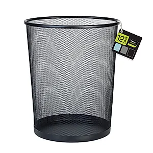 Smart Design Steel Mesh Waste Basket - Set of 12-11.75 x 13.75 Inch - Black