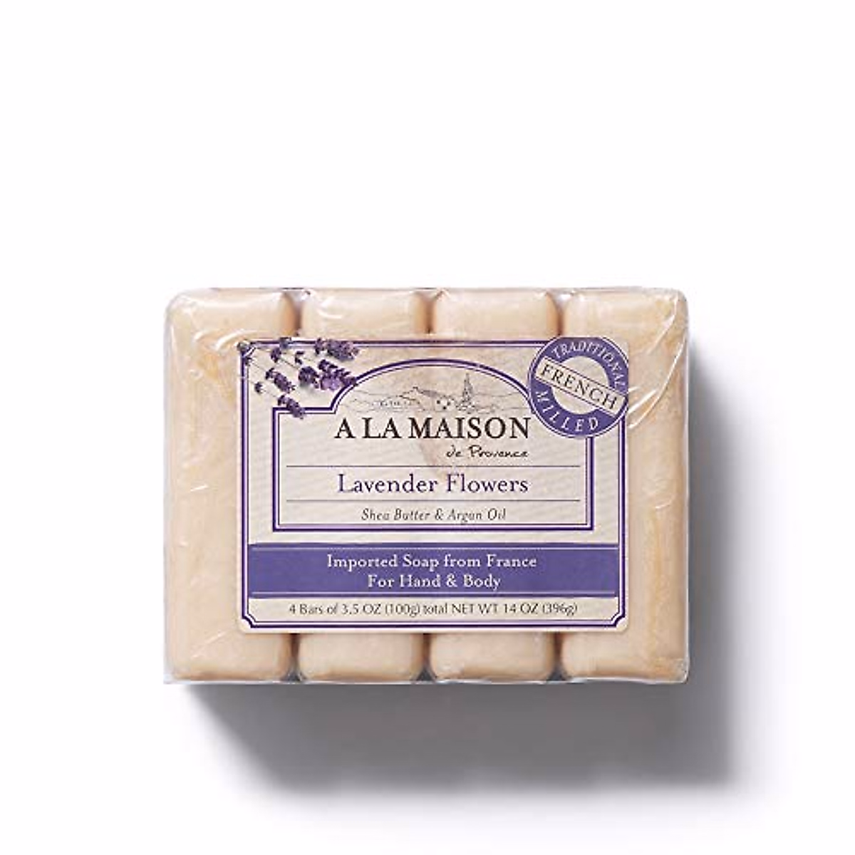 A LA MAISON - Lavender Aloe Bar Soap - Triple French Milled Natural Moisturizing Hand Soap Bar (4 Bars of Soap, 3.5 oz)