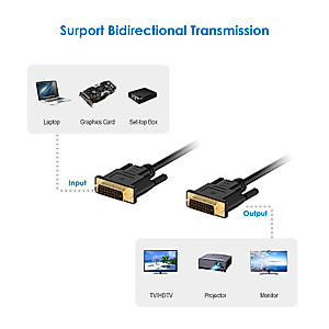 Rankie DVI to DVI Cable, Compatible with Television, 6 Feet (Black)