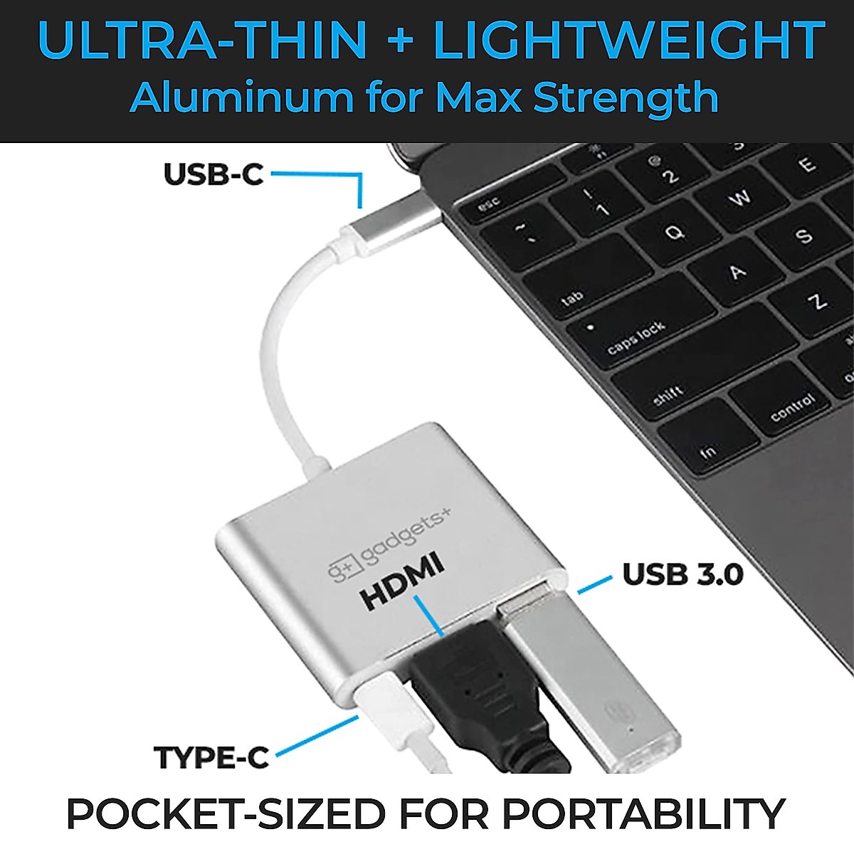 Gadgets+ USB C Hub, 3 in 1 USB Type C 3.1 Adapter, USB C Docking Station, USB C to HDMI, Compatible with MacBook, iPad Pro, Nintendo Switch and Other USB C Devices
