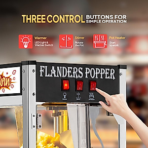 ROVSUN Popcorn Machine with 8 Ounce Kettle Makes Up to 32 Cups, Commercial Popcorn Machine Countertop Popcorn Maker w/Stainless Steel Scoop, Oil Spoon & 3 Popcorn Cups for Home Movie Theater, Black