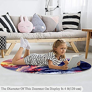 Round Area Rug Magic Gathering Rug Non-Slip Backing for Living Room Bedroom Study Children Playroom Modern Art Home Decor