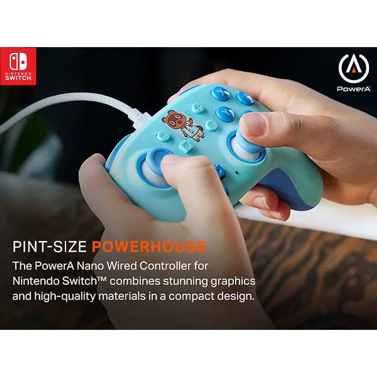 PowerA Nano Wired Controller for Nintendo Switch - Animal Crossing, Comfortable Ergonomics, Officially Licensed