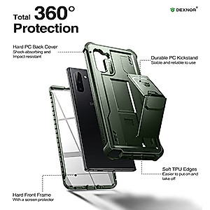 Dexnor for Samsung Galaxy Note 10 Case, [Built in Screen Protector and Kickstand] Heavy Military Grade Protection Shockproof Protective Cover for Samsung Galaxy Note 10,Army Green