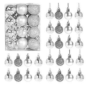 GOOTRADES Set of 24 Mini Shatterproof Christmas Balls Tree Ornaments Party Decoration, 3cm/1.1'' (Silver)