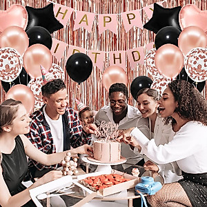 Birthday Decorations for Girl Women - Birthday Crown, Sash, HAPPY BIRTHDAY Banner , Cake Topper for Girl Women 18th 19th 21st 33th 40th 50th 60th 70th Birthday Decorations for Her Rose Gold