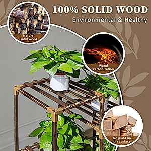 Plant Stand Indoor Outdoor, Uneedem Tall Plant Shelf for Multiple Plants, 10 Tiers 11 Pot Large Plant Rack Wood Plant Holder Plant Shelves for Room Corner Balcony Garden Patio
