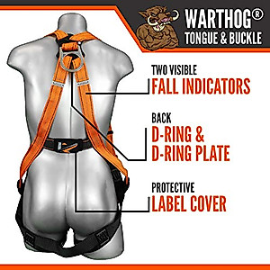 Malta Dynamics Warthog Safety Harness Fall Protection with Tongue Buckle Legs, Full Body Harness for Construction - OSHA/ANSI Compliant, (3XL)