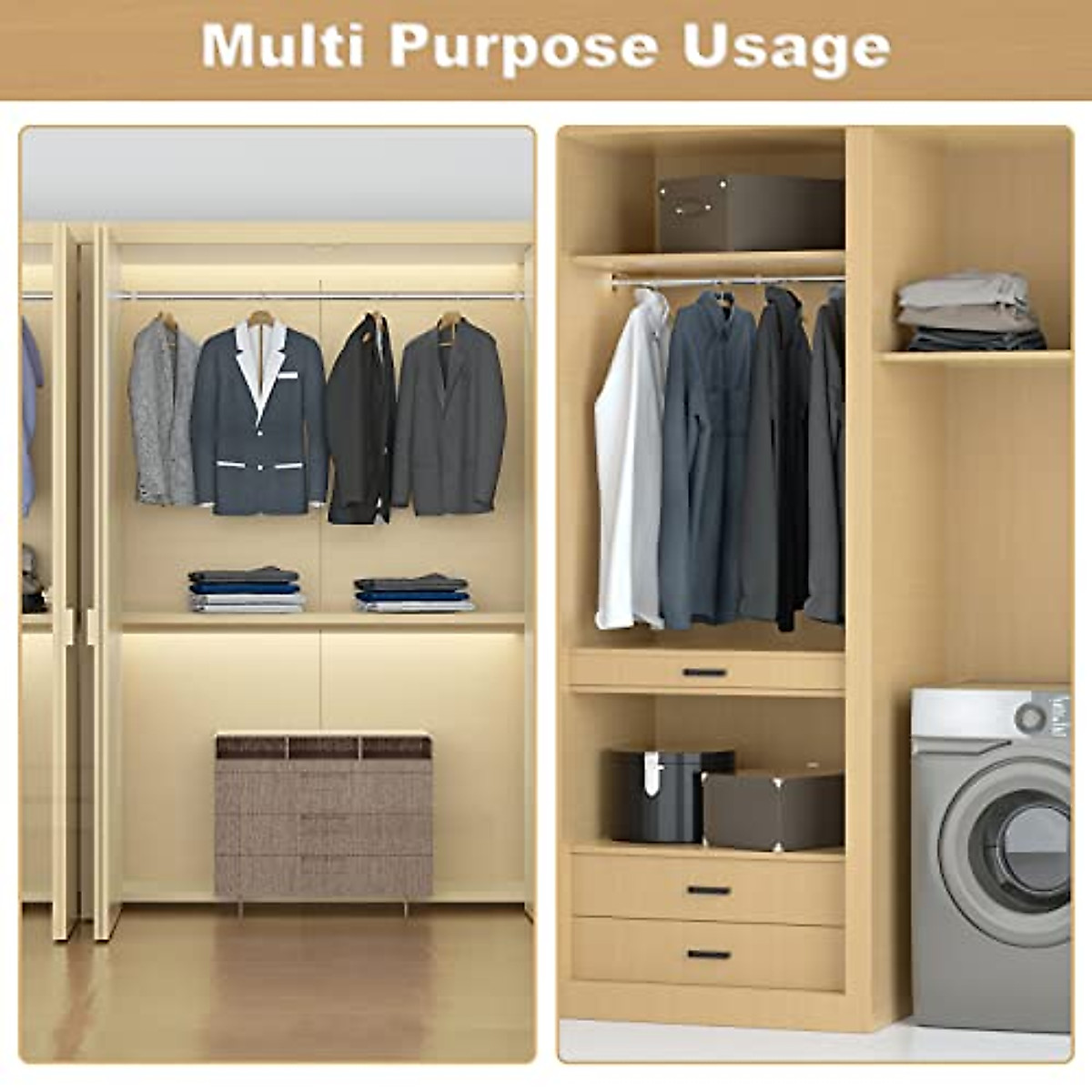 CALCHELE Closet Rods for Hanging Clothes, 15 to 50 Inch Adjustable Clothes Rod for Closet, Heavy Duty Closet Rod Extender Closet pole for Wardrobes