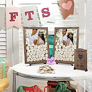 GLM Wedding Guest Book Alternative with Sign, 85 Hearts and 2 Large Hearts, Guest Book Alternatives, Alternative Guest Book Wedding Reception, Guest Sign in Wedding Decorations for Reception (Brown)