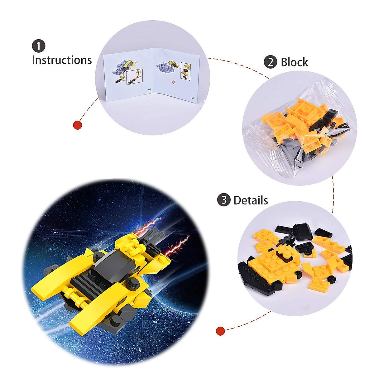 FUN LITTLE TOYS Mini Building Blocks Spaceship Building Kits for Kids Ages 8-12, Building Toys for Boys Age 6-8 Prizes for Kids Party Favors, 12 Boxes