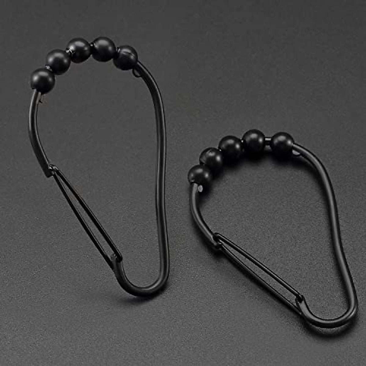 Black Shower Curtain Hooks Rings, Rust Proof Shower Curtain Rings for Bathroom, ZESLMG Decorative Shower Hooks Hangers for Shower Curtain Rod,Set of 12