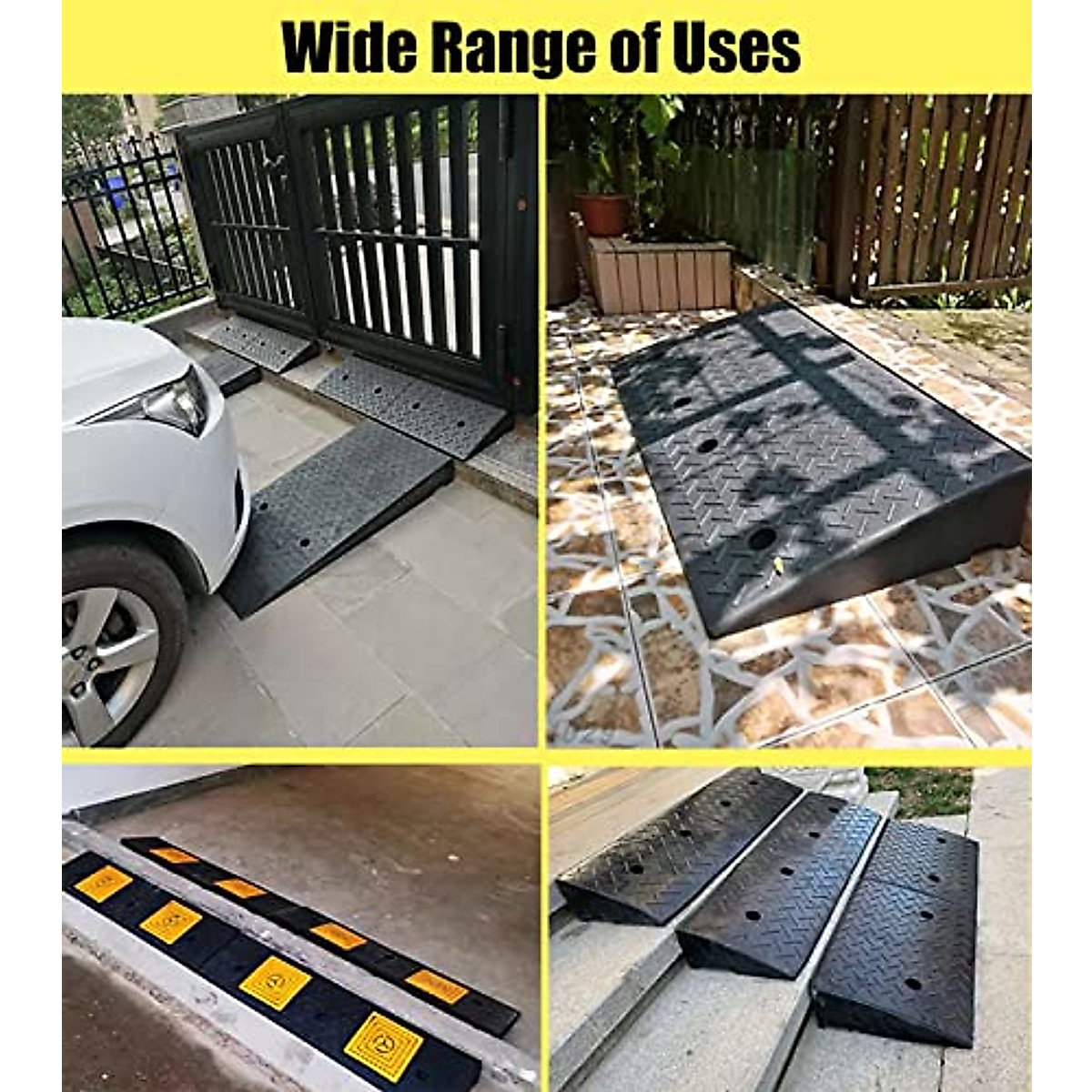 Threshold Ramp, Driveway Curb Ramps for Wheelchair - 1.5in/ 2in/ 2.5in/ 3in/ 3.5in/ 4in Rise, Heavy Duty Transition Threshold Ramp with Non Slip Surface, Easy to Fix ( Color : Black , Size : 6cm/2.5in