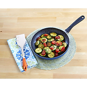 IMUSA USA 12" Stone Speckled Exterior Fry Pan with Non-Stick Speckled Interior