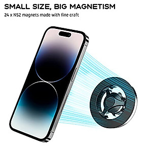 Quyee Magnet Mirror/Shower Phone Holder, Suction Cup Phone Wall Mount for iPhone 14 13 12 11 Pro Max Mini XS XR/Magsafe Case/Magsafe Ring, Gifts for Men Women Kids