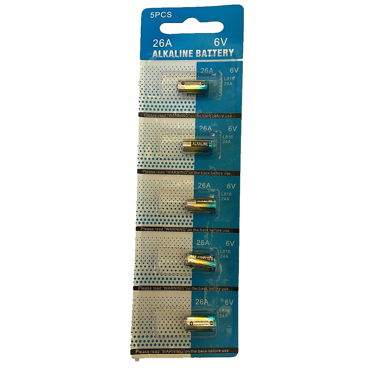 Hillflower 5 Piece 26A A26 L816 26 Card 0% Mercury 0% Hg 6V Alkaline Premium Battery