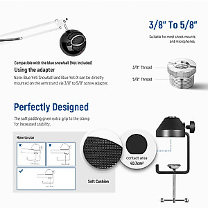 NEEWER Microphone Arm Stand, Suspension Boom Scissor Microphone Arm Stand with 3/8 Inch to 5/8 Inch Screw and Cable Ties, Compatible with Blue Yeti Snowball Yeti X Quadcast etc. Max. Load 1.5 kg