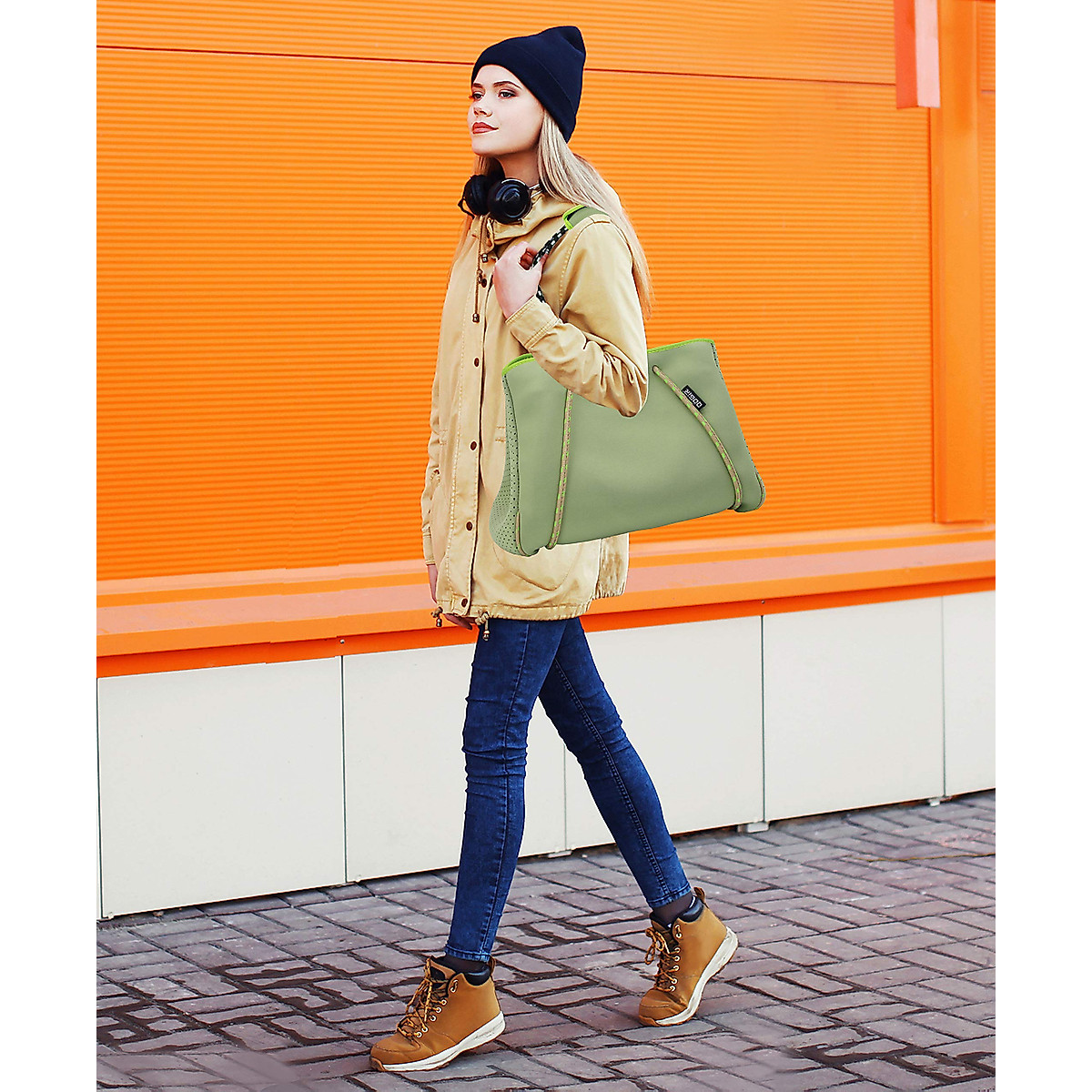 QOGiR Neoprene Multipurpose Beach Bag Tote with Inner Zipper Pocket … … …