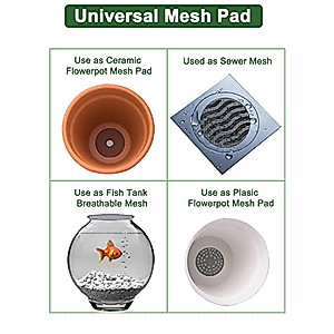Mesh Pad for Flower Pots - 150 Pack 2 x 2 inch Bonsai Pot Bottom Grid Mat Mesh, Plant Drainage Mesh Screen with Hot Melt Edge, Round Plant Hole Screens Keep Soil from Flowing Away