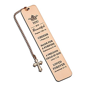 Christian Bookmark Gift for Women Religious Baptism Gift for Teen Girls Ladies Easter Bookmark for Her Female Friend Birthday Christmas Inspirational Gift for Daughter from Mom Bible Verse Present