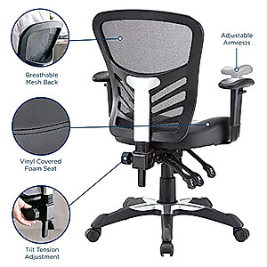 Modway Articulate Mesh Office Chair with Fully Adjustable Vegan Leather Seat In Black