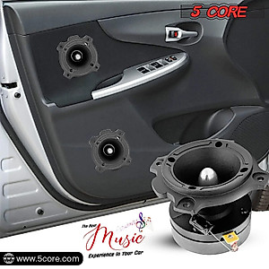 5 CORE 6.5" Inch Mid-Range Replacement Pro Audio Car Speaker 1600W Max 4 Ohms and 2.8 Inch Super Tweeter 2 Pieces - MR6.5-4oHMX2Pcs+TW-BULLET180X2Pcs